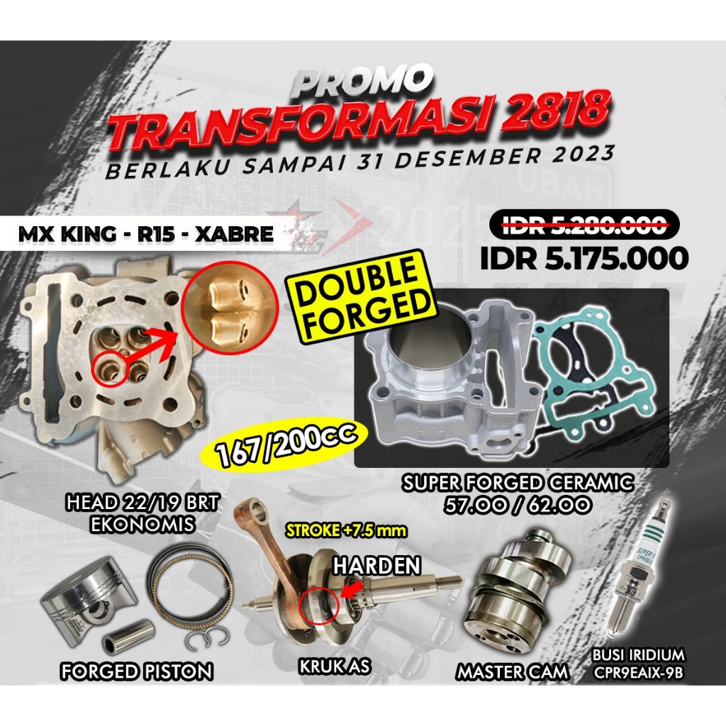 Jual PAKET BORE UP BRT MX KING R15 XABRE 167/200 CC | Shopee Indonesia
