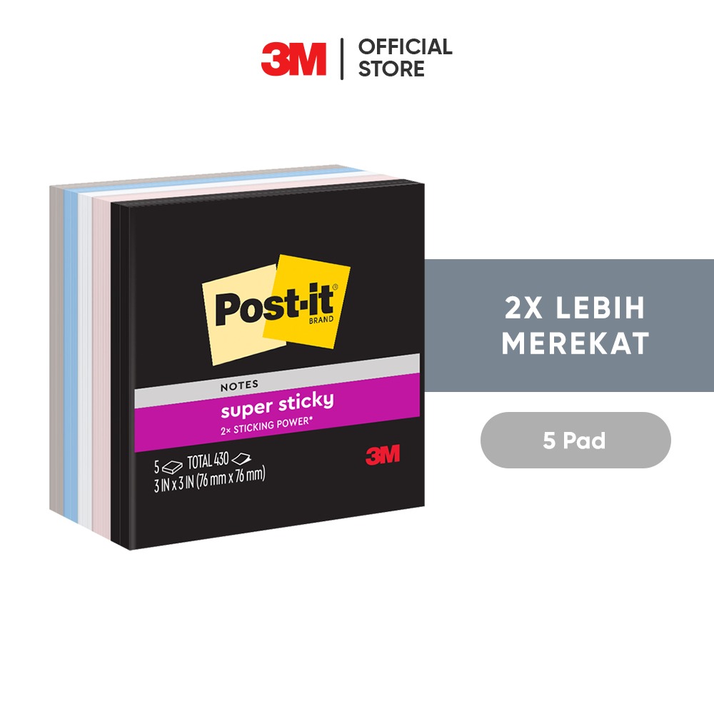 Jual 3M™ Post-it® Super Sticky Notes Simply Serene, 654-5SSNE, 2x Lebih ...