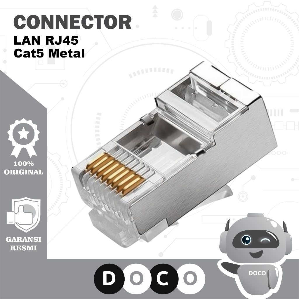 Jual Connector LAN RJ45 CAT5 Metal Konektor Kabel Kepala Plug Network ...