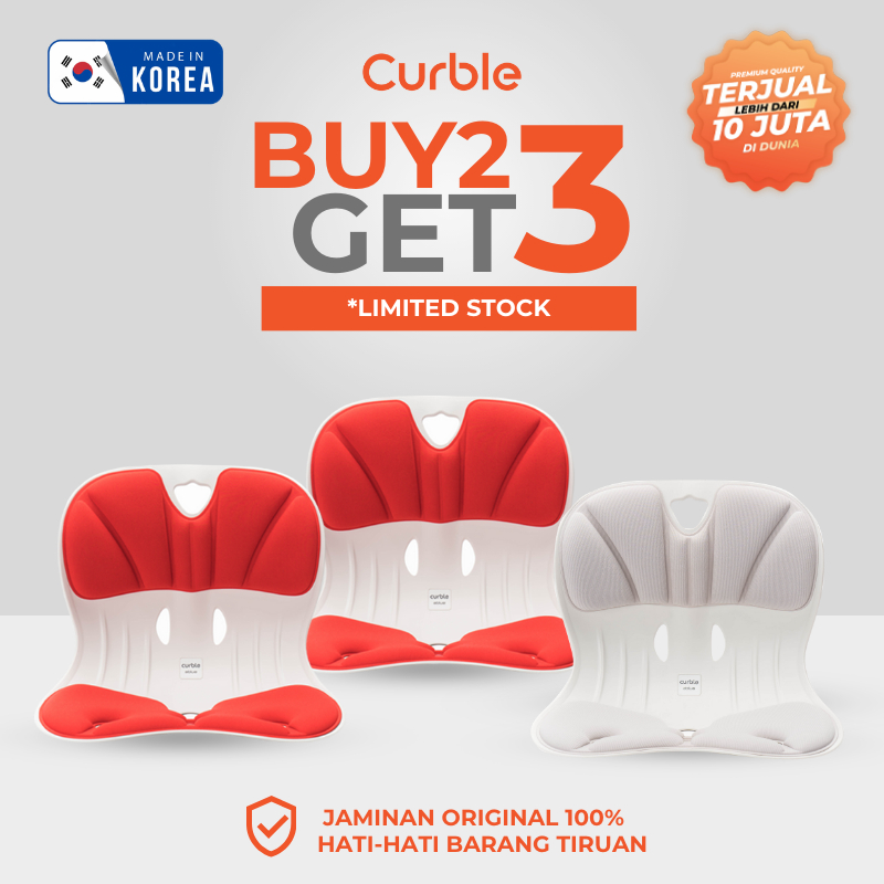Jual Curble Posture Chair Wider - BUY 2 GET 3 (2pcs Red & 1pcs Grey ...