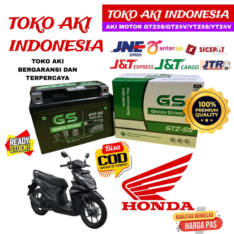 Jual Aki Motor GTZ5S MF Aki Kering Motor Honda Beat Vario 110 Supra X 125 Scoopy Spacy Blade ...