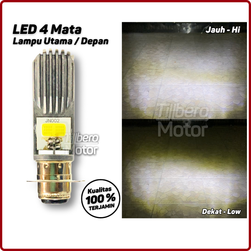 Jual Lampu Depan / Utama Motor LED 4 Mata H6 AC / DC Putih Terang Matic ...