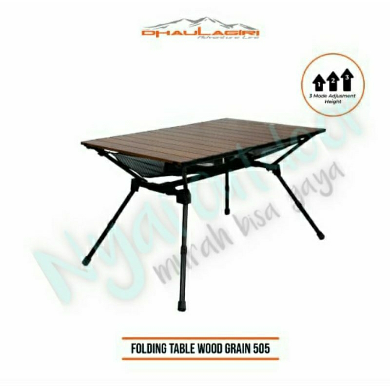 Jual meja lipat camping dhaulagiri wood grain 505 adjustable height ...