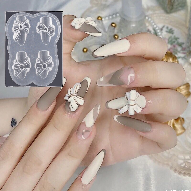 Jual Silikon cetakan resin nail art 3D nail art silicone mold bowknot ...