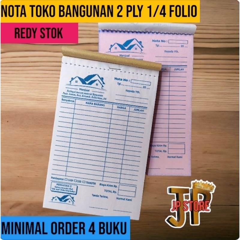 Jual NOTA TOKO BANGUNAN ATAU MATERIAL 2 PLY 1/4 FOLIO - SIAP KIRIM ...
