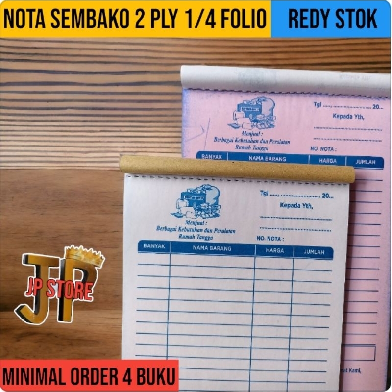Jual NOTA TOKO SEMBAKO, KELONTONG 2 PLY 1/4 FOLIO | Shopee Indonesia