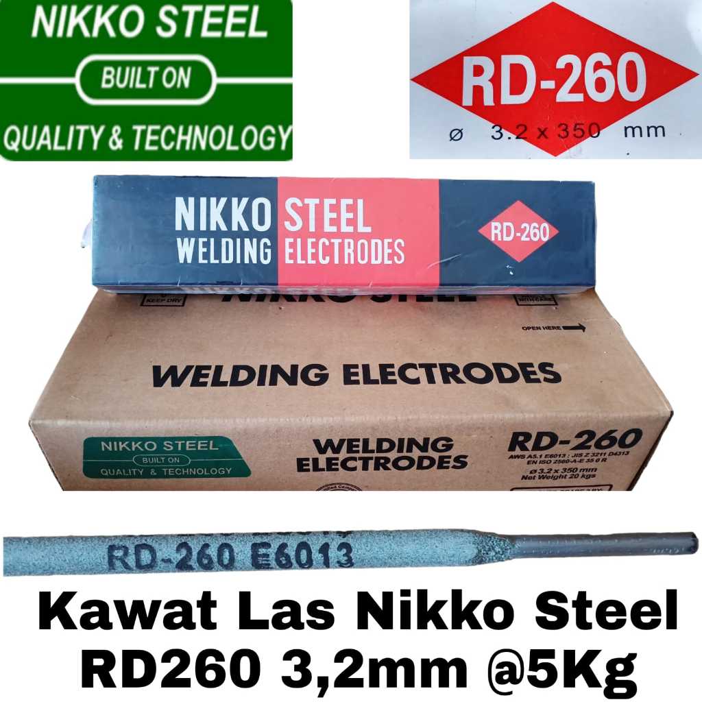 Jual Kawat Las Nikko Steel RD 260 3,2mm x 350mm Kemasan 5kg Jaminan Stok Baru dan Fresh | Shopee ...
