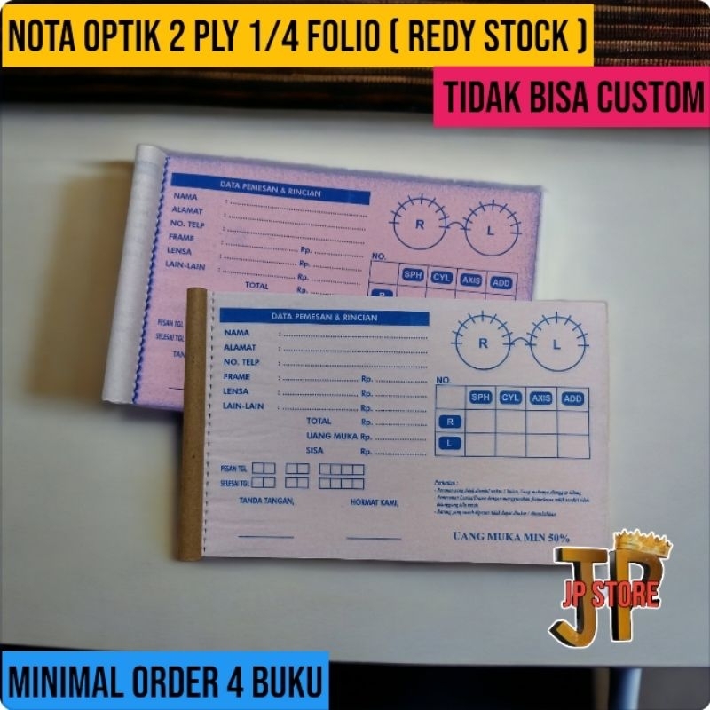 Jual NOTA OPTIK KACAMATA 2 PLY 1/4 FOLIO - SIAP KIRIM | Shopee Indonesia