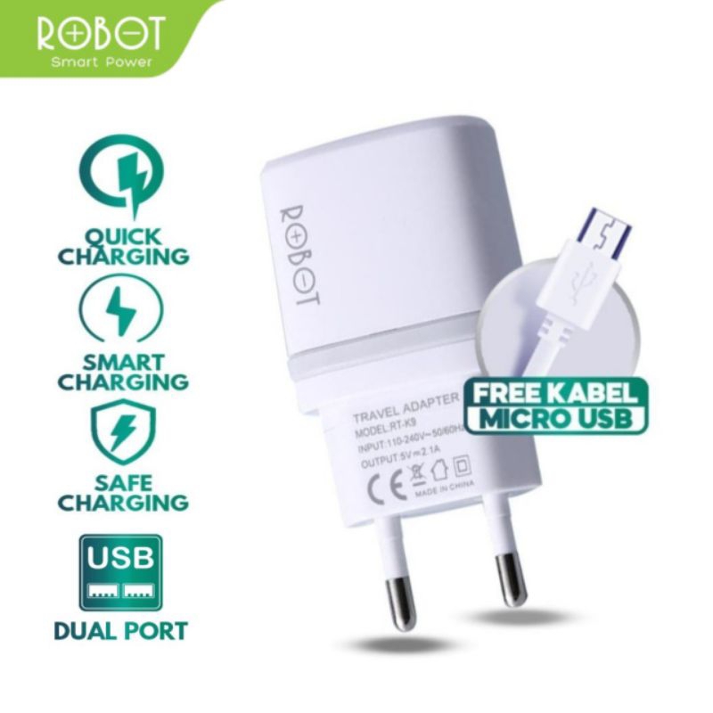 Jual RT-K9 ROBOT Adapter Charger RT K9 12W 2.1A Charger Dual Output ...