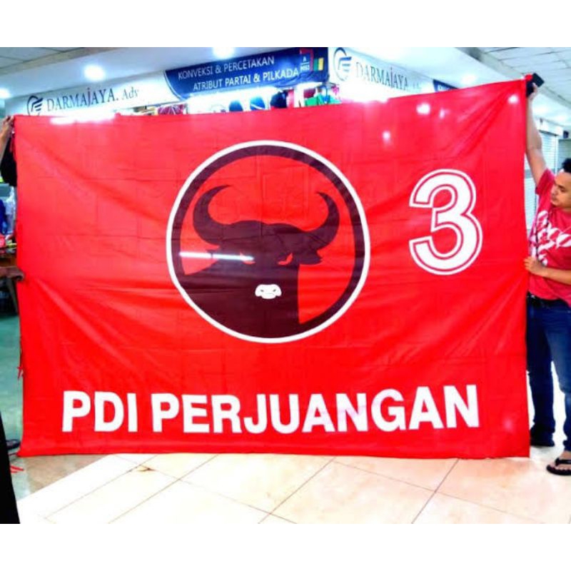Jual bendera partai pdi besar 200x300cm | Shopee Indonesia