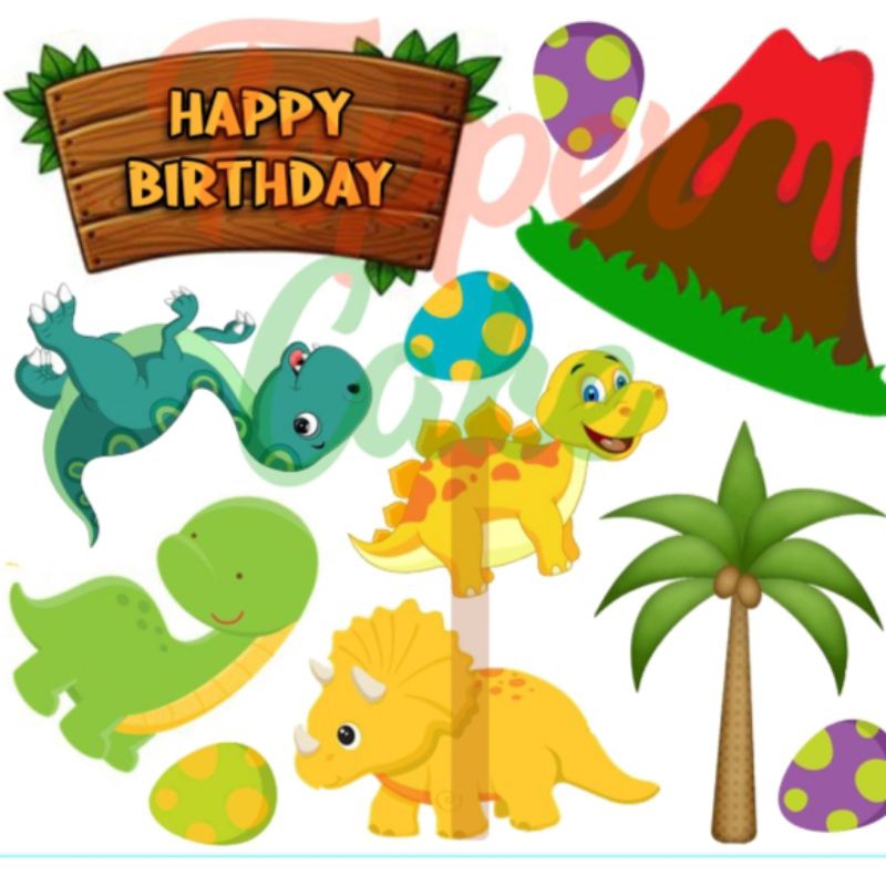 Jual Topper Dinosaurus gratis tambah nama, usia, dan foto. hiasan kue ...