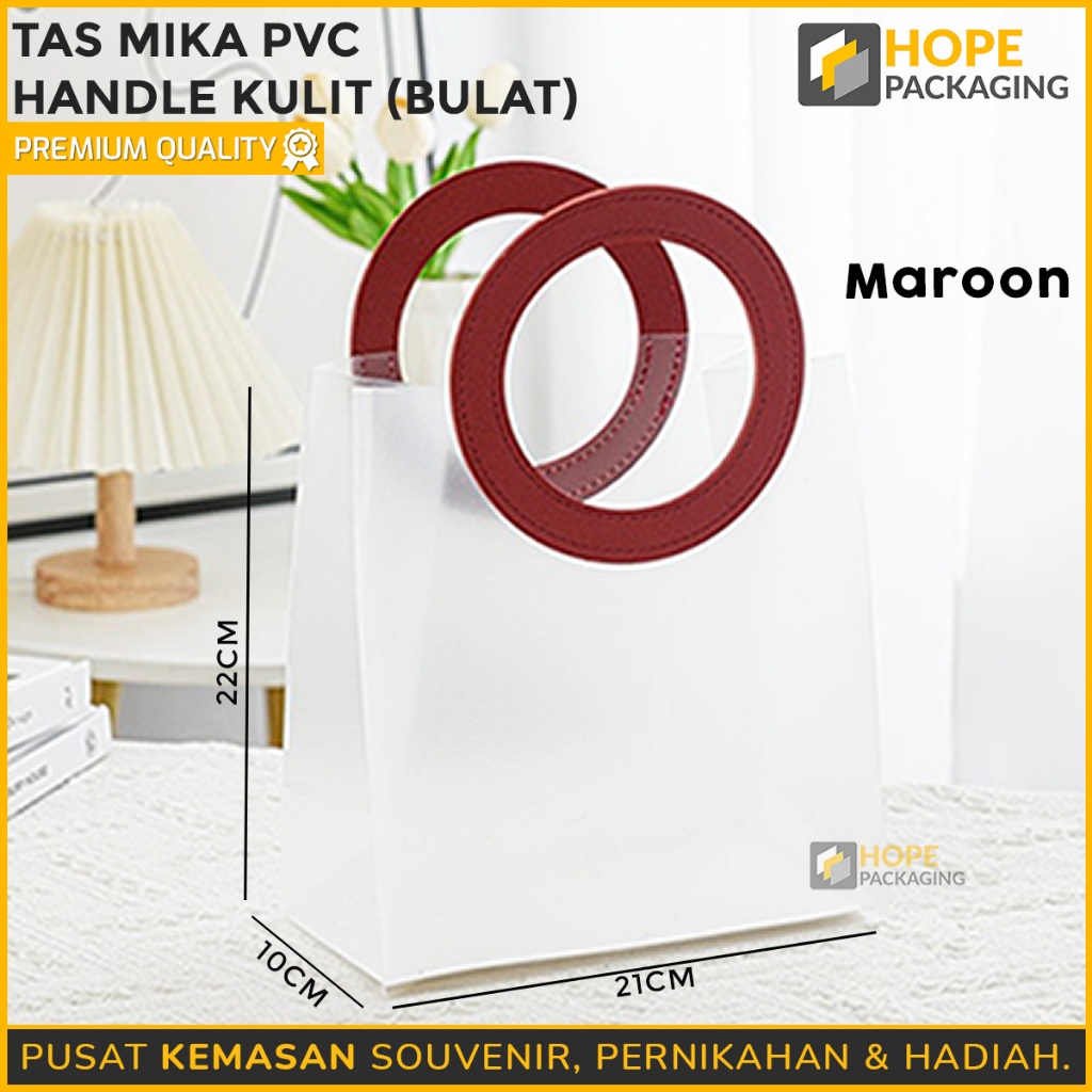 Jual Tas Mika PVC Doff Size M/ Tas Mika Handle Kulit / Goodie Bag ...