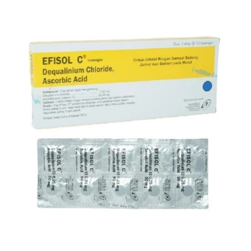 Jual Efisol C tablet hisap untuk jamur dan bakteri pada mulut 1 strip ...