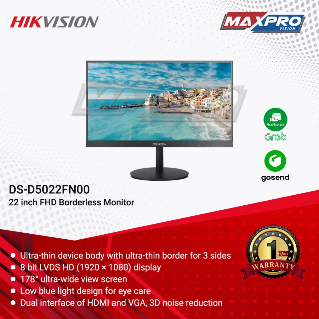 Jual DS-D5022FN00 - HIKVISION MONITOR 22 INCH FHD ULTRA THIN | Shopee ...