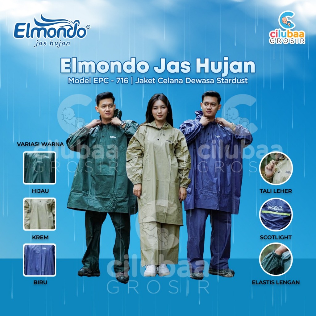 Jual Jas Hujan Setelan Ponco || Poncho Lengan + Celana Dewasa PRIMA || ELMONDO 716 | Shopee ...