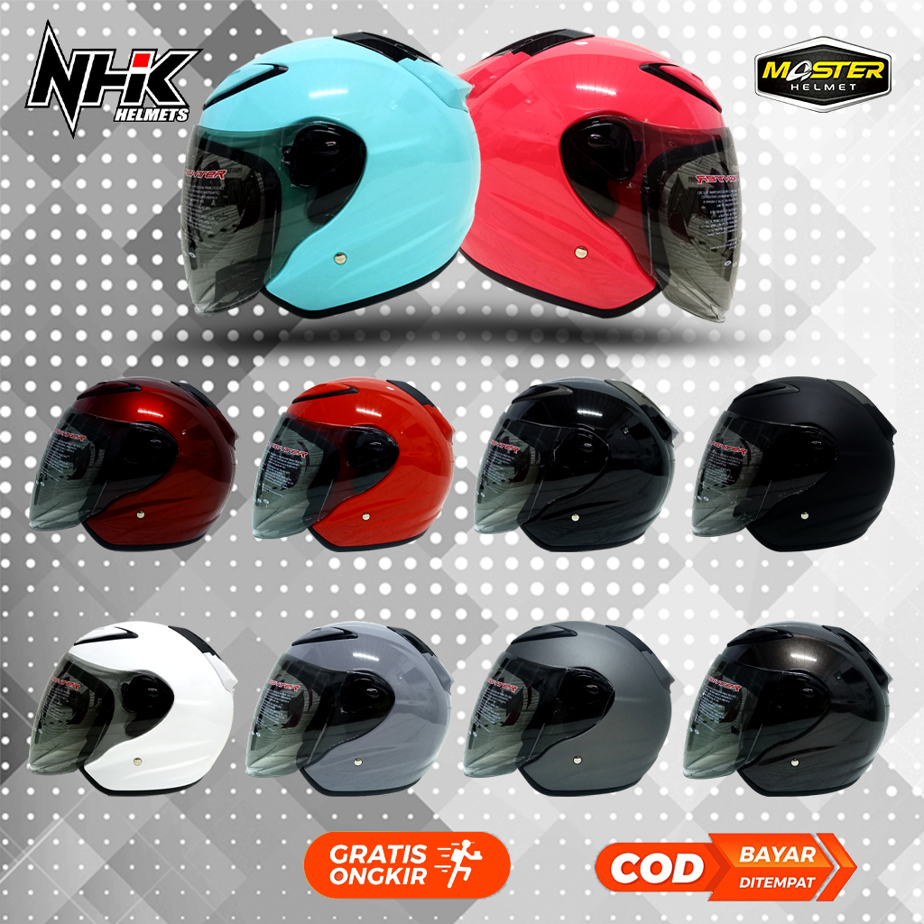 Jual HELM NHK R6 SOLID RED DOFF MERAH DOP HALF FACE POLOS R-6 R 6 ...