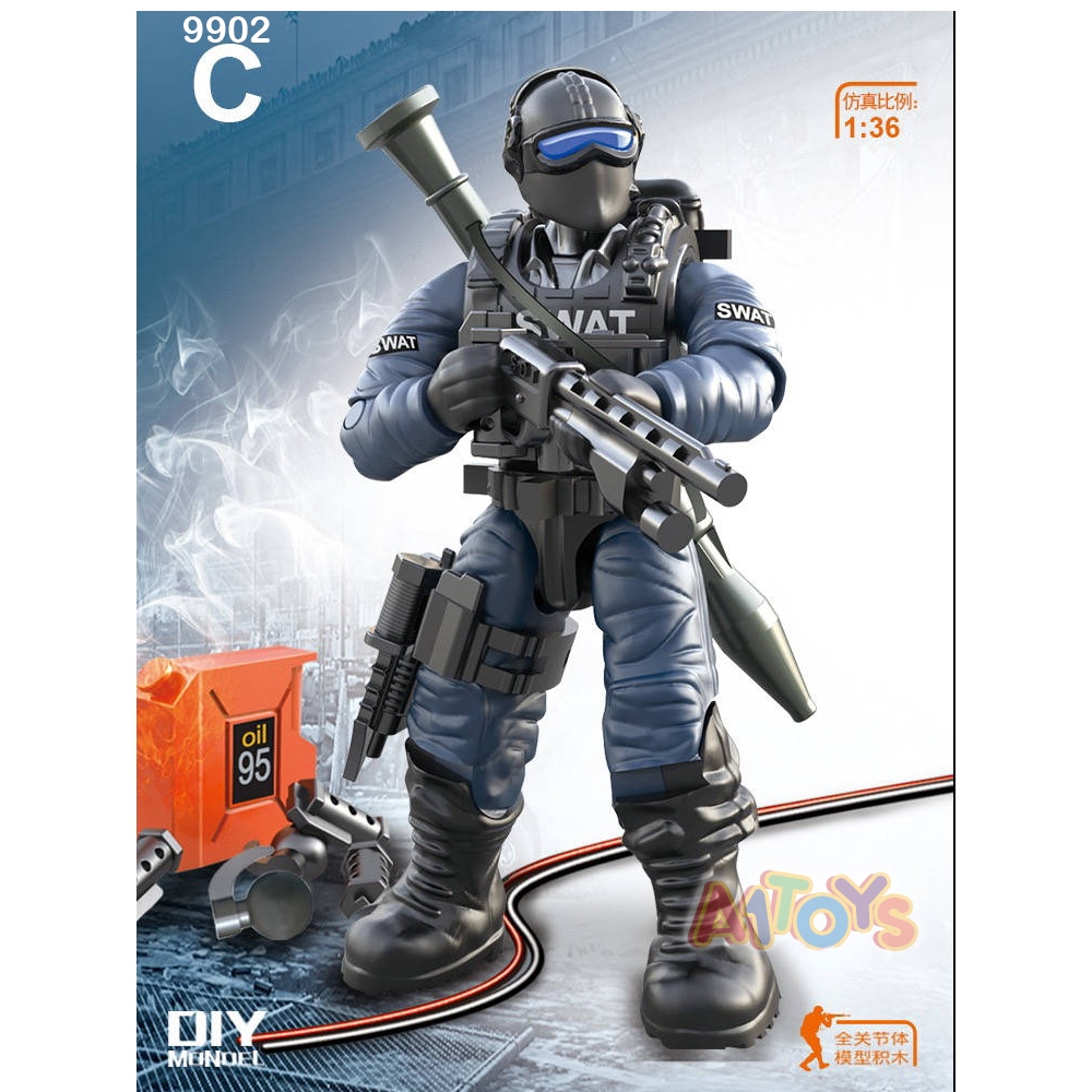 Jual Police mini figure mainan SWAT plastik mainan polisi set kecil ...