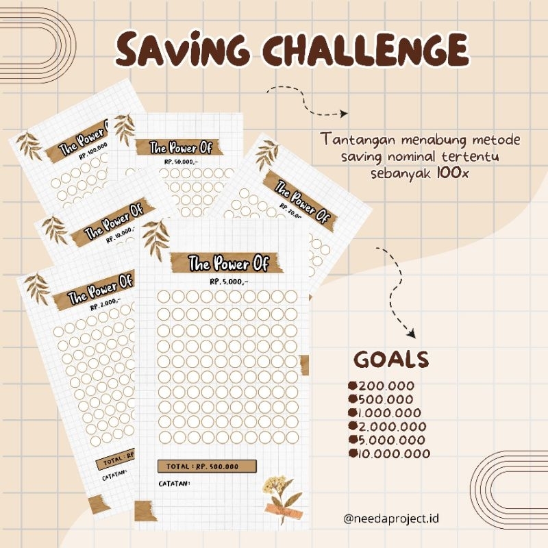 Jual Saving challenge A5&A6 || Kertas Budgeting || isi binder | Shopee Indonesia