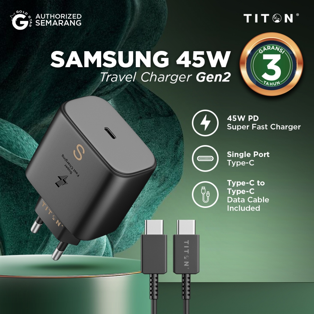 Jual Titon Kepala Charger Samsung Type C Set Original 45W Super Fast Charging Include Kabel ...
