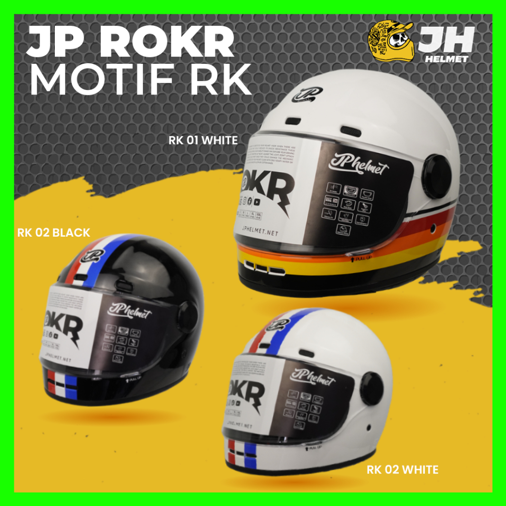 Jual Helm JP ROKR Motif I Helm Retro I Helm Full Face I Jual Helm | Shopee Indonesia