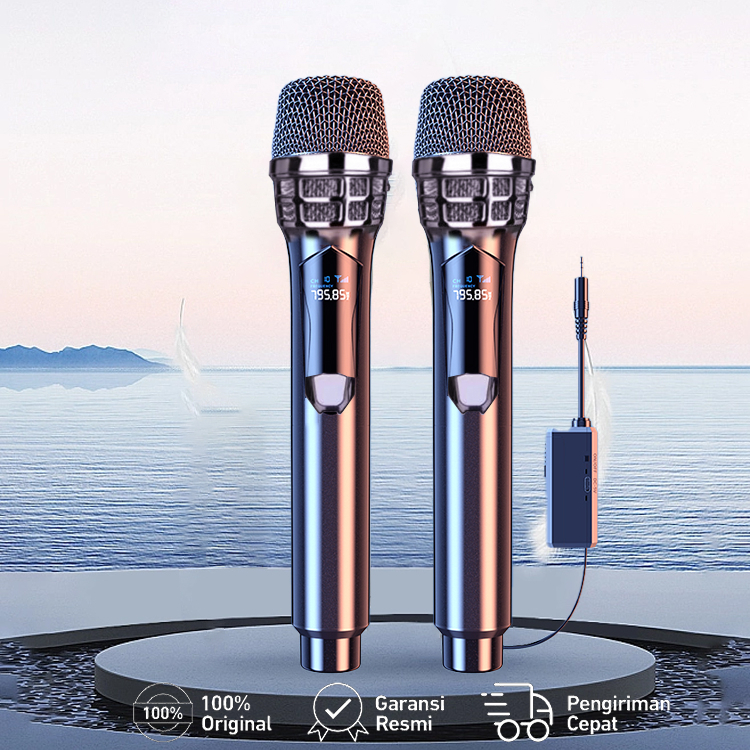 Jual Bonkyo Wireless Karaoke Microphone Rechargeable Handheld Mic Dual ...
