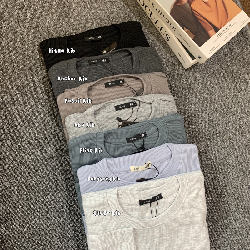 Jual (dwistuff) Basictee Kaos Lengan Panjang Katun Rajut Wafer Rib Knit ...