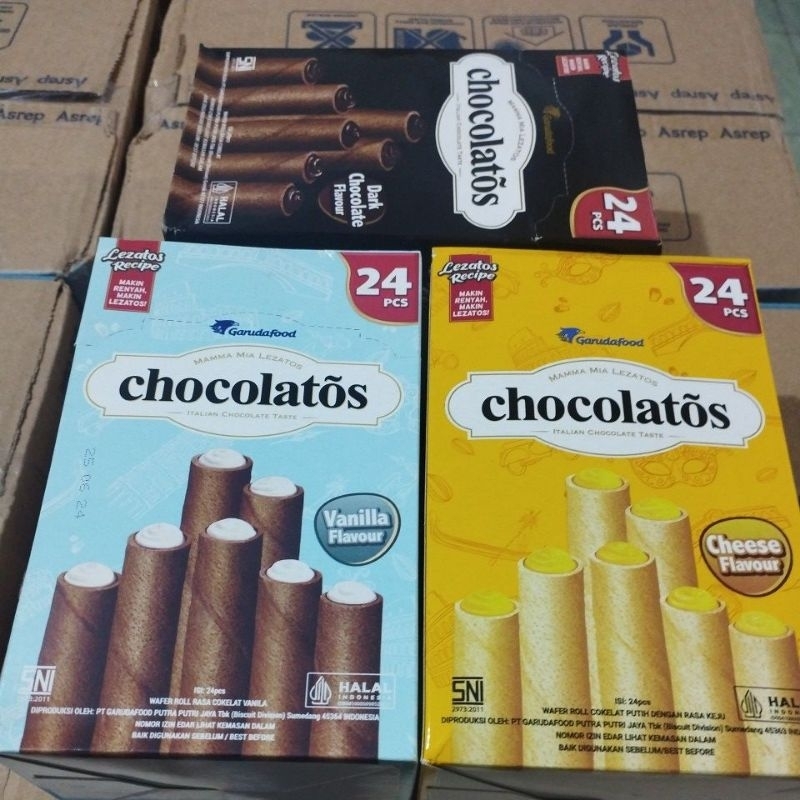 Jual CHOKOLATOS LONG WAFER ROLL 1 BOX ISI 24 @12G | Shopee Indonesia