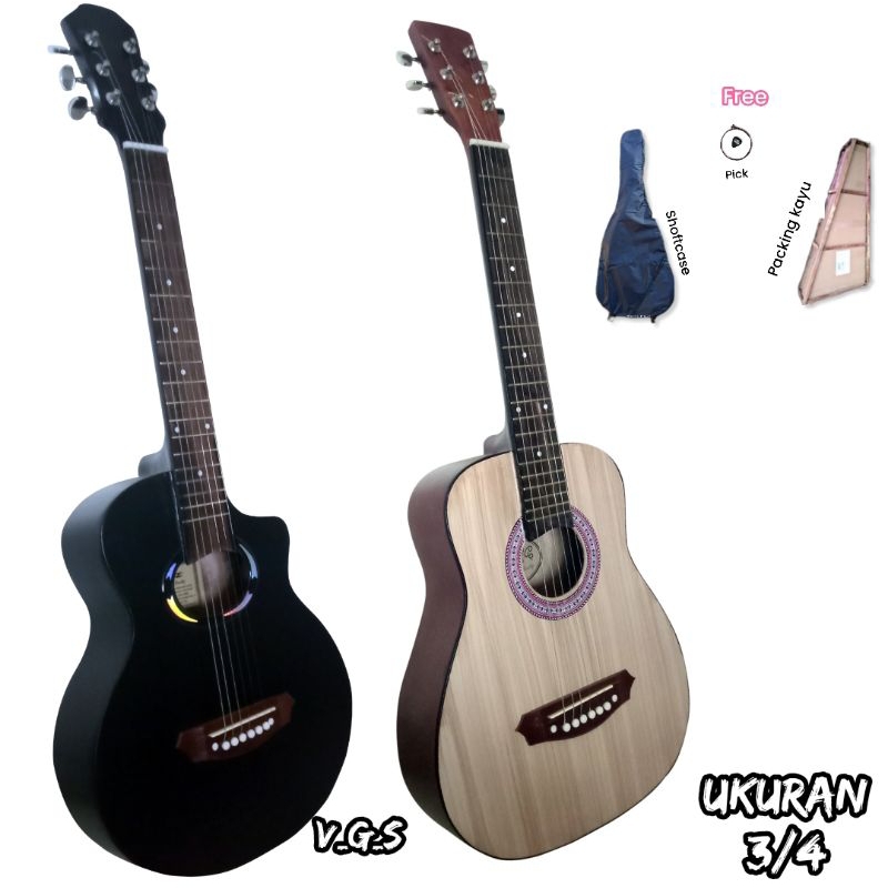 Jual gitar akustik 3/4 pemula (packing kayu) | Shopee Indonesia