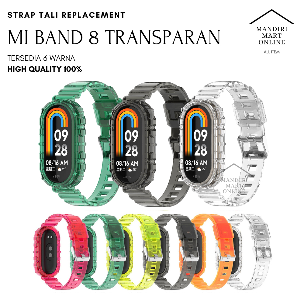 Jual Strap Mi Band 8 TPU Transparan Tali Pengganti Xiaomi Mi Band 8 Set Transparan | Shopee ...