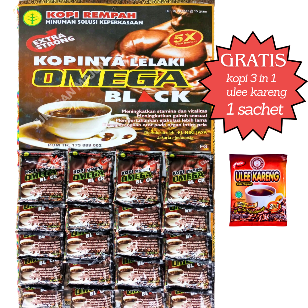 Jual Kopi Omega Black 1 Hanger Isi 20 Sachet Penambah Vitalitas Stamina ...