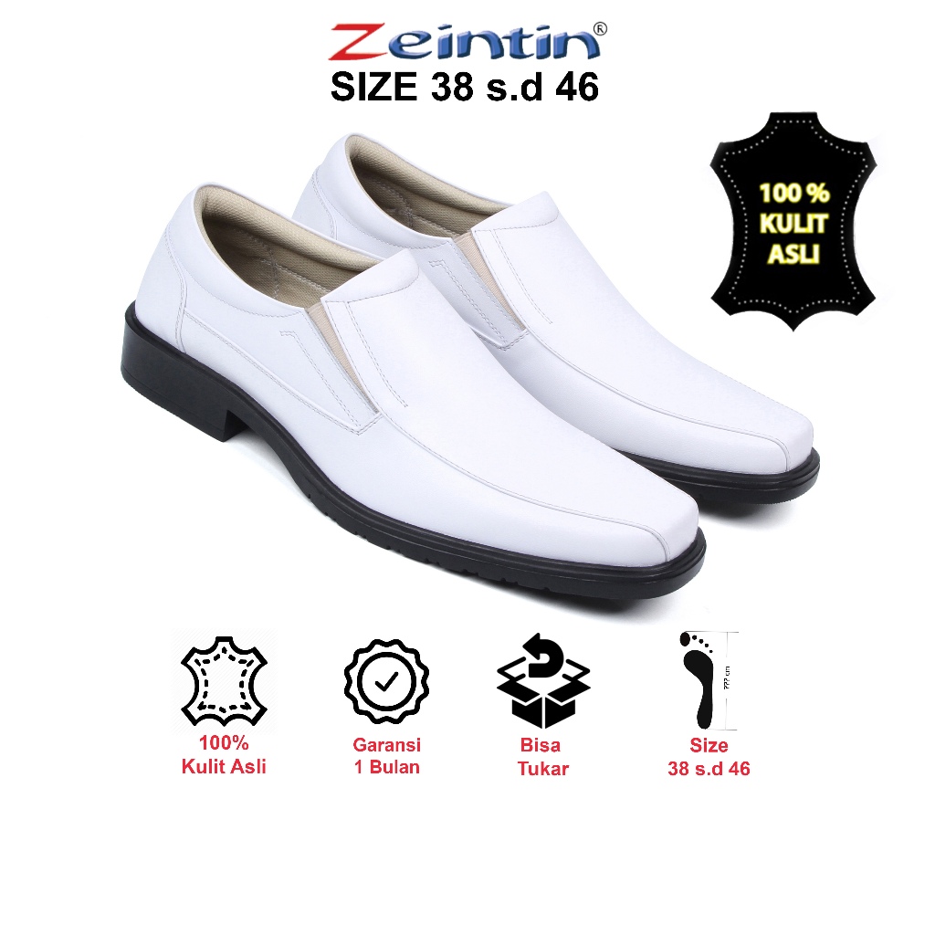 Jual Zeintin - Sepatu Pantofel Pria Putih Sepatu Perawat Pria Kulit ...