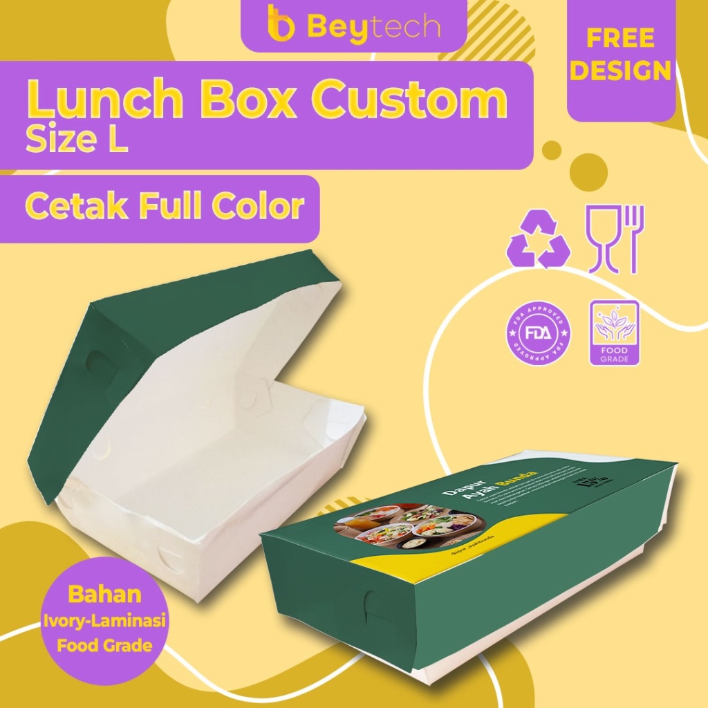 Jual Paper Lunch Box Custom Size L Klip Rakit | Shopee Indonesia