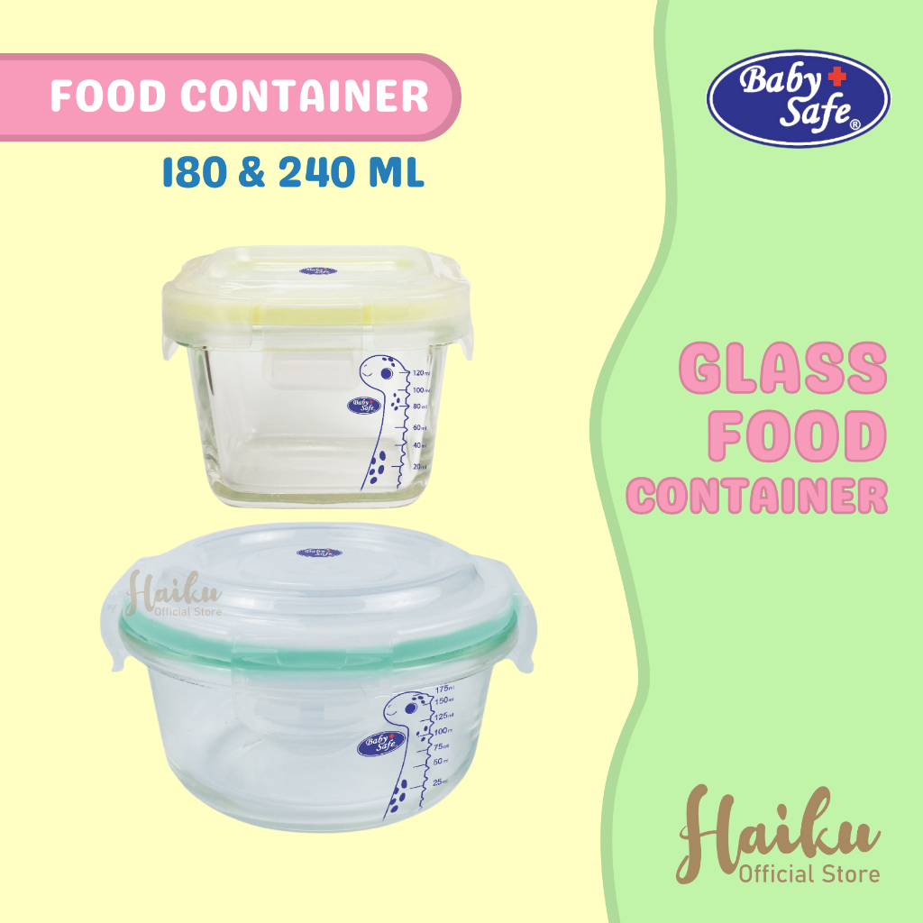 Jual Baby Safe Glass Food Container 180 & 240 ml / Wadah Makanan Kaca ...