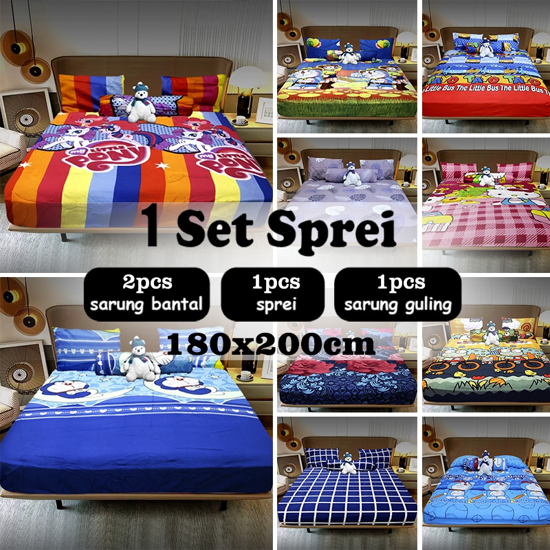 Jual Sprei Karet Set (1 sprei + 2 sarung bantal +1 sarung guling ...
