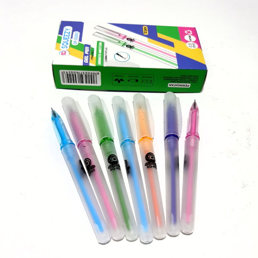Jual Pulpen Gel SQUEEZY GP-SQ802 0.5mm (12pc) | Shopee Indonesia