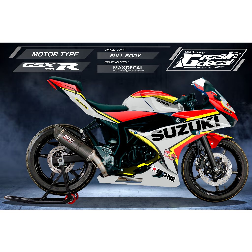 Jual Stiker Sticker Suzuki GSX 150 R Merah Super gloss Full Body free ...