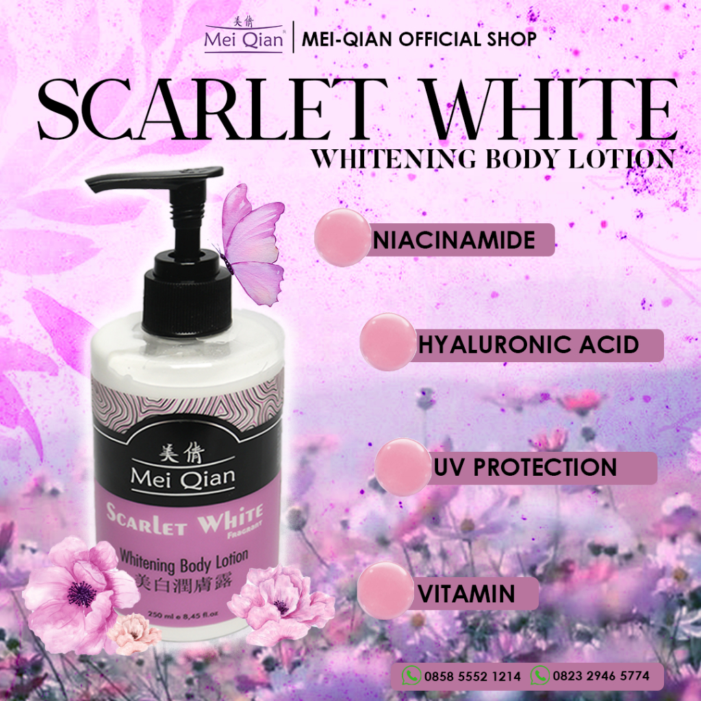 Jual Mei Qian Whitening Body Lotion Edisi Scarlet White 250ml | Shopee ...