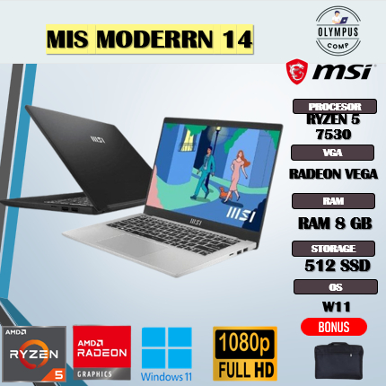 Jual MSI MODERN 14 RYZEN 5 7530 8GB 512GB 14.0FHD IPS | Shopee Indonesia
