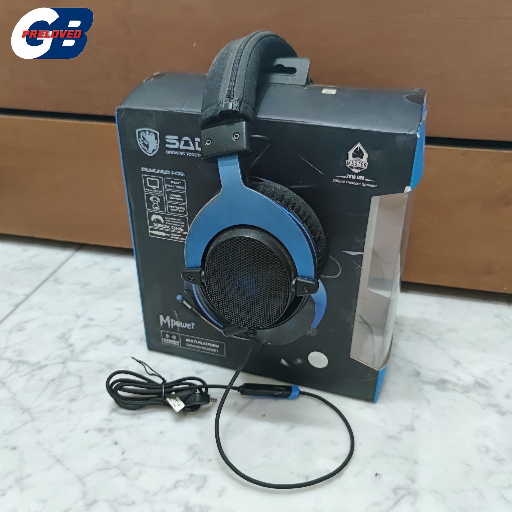 Jual Sades M-Power MPower Multi Platform Gaming Headset Headphone BIRU ...