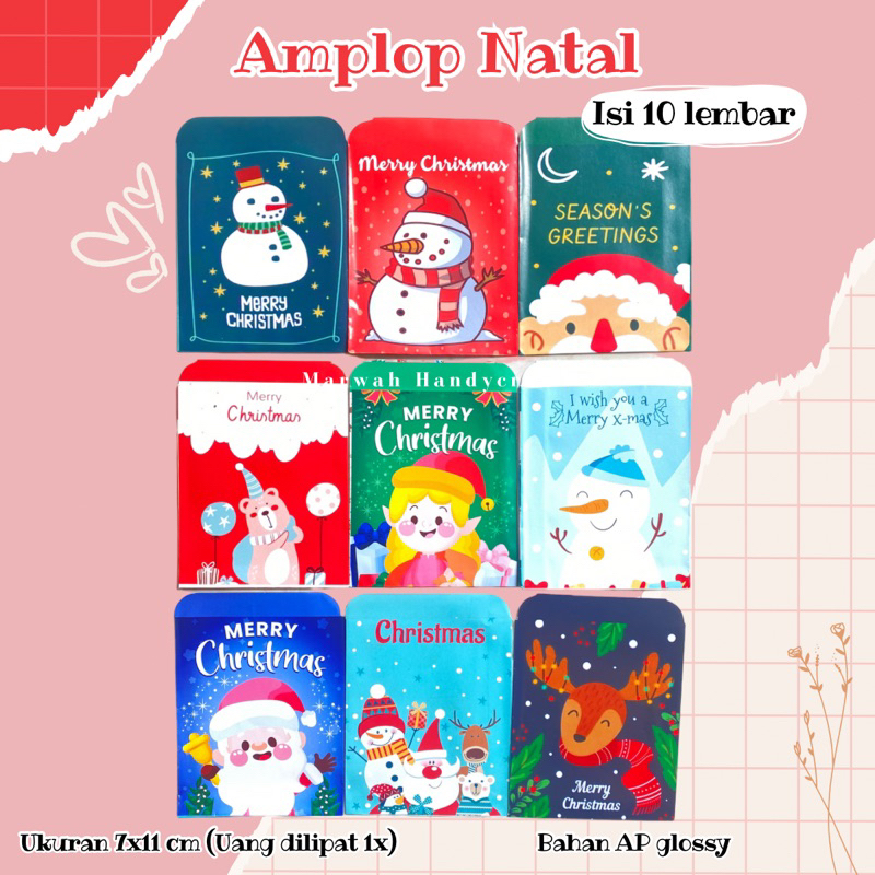 Jual Amplop Natal art papper glossy 1 pak isi 10 lembar Angpao Natal ...