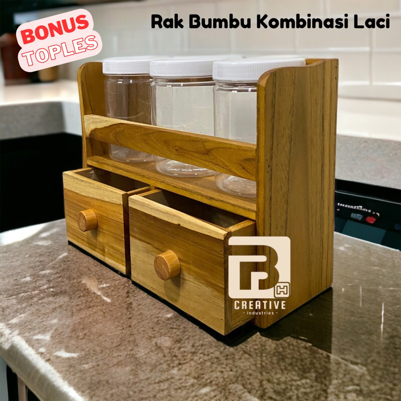 Jual Rak Bumbu Kombinasi Laci Penyimpanan Rak Tempat Bumbu Dapur ...