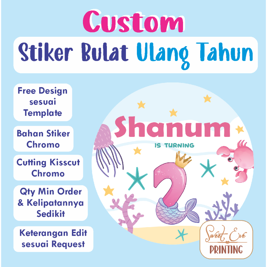 Jual Cetak Stiker Chromo Label Ulang Tahun Birthday Custom Desain Bulat ...