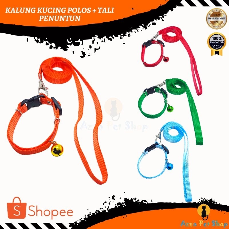 Jual Kalung Kucing + Tali Tuntun Polos / Kalung Kucing Polos dengan ...