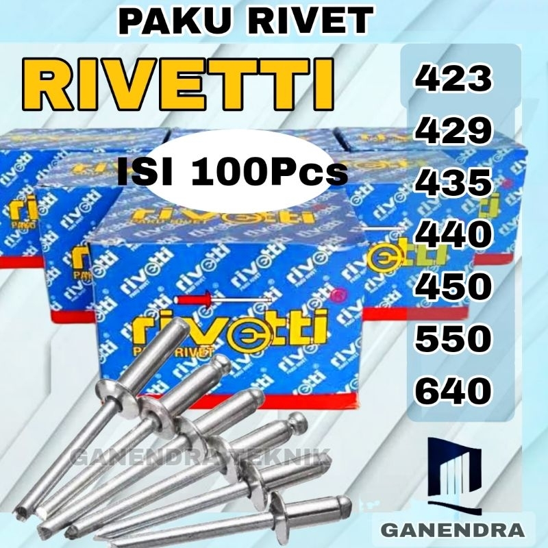 Jual [100 Pcs] Paku Rivet Rivetti 435,450,440,429,423 100 Biji Per ...