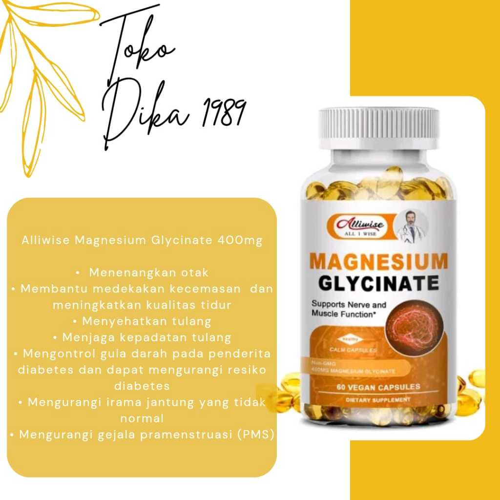 Jual ALLIWISE MAGNESIUM GLYCINATE 400MG MINERAL SUPPLEMENT ORIGINAL ...