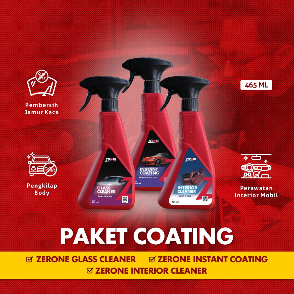 Jual Zerone Paket Coating Pengkilap Body Pembersih Jamur Kaca Mobil Motor Efek Daun Talas ...