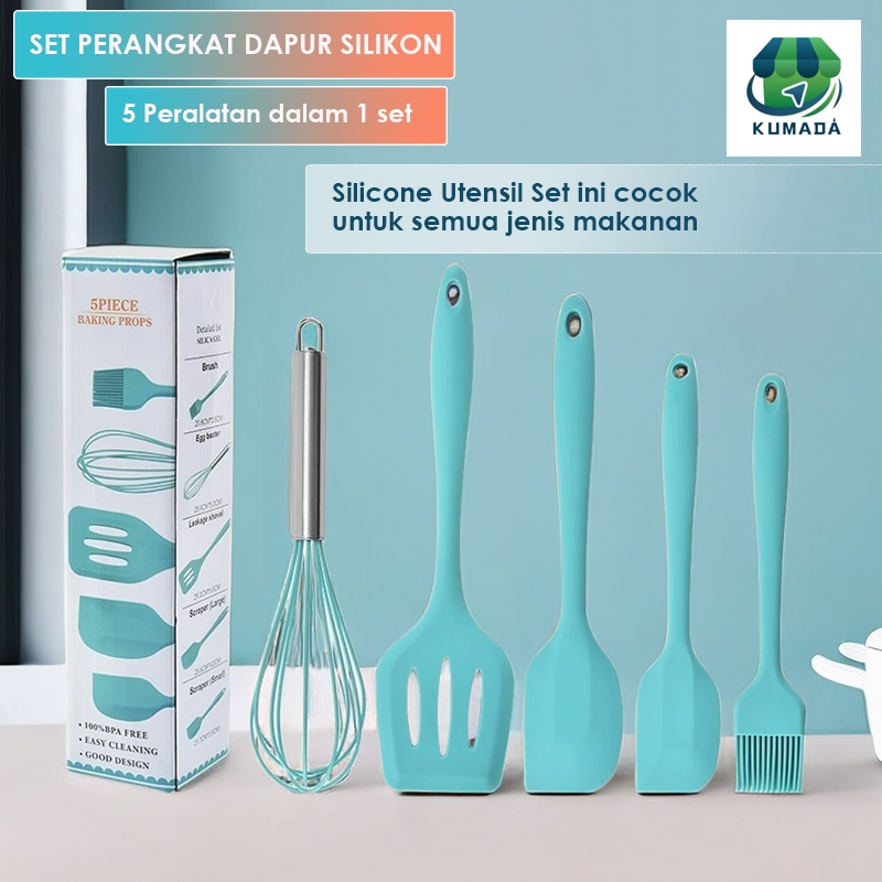 Jual Spatula Silikon 5pcs Set Tahan Suhu Tinggi Baking Dapur Food Grade ...