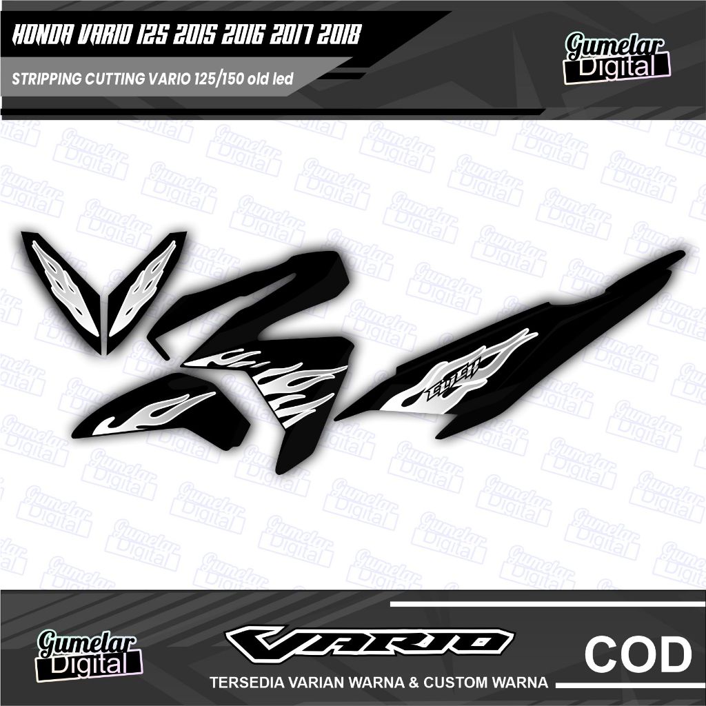 Jual STRIPPING SIMPEL HONDA VARIO LED OLD API HOT WHEELS CUSTOM NAMA ...
