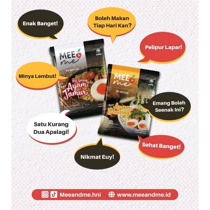 Jual Mee & Me Mie sehat Tanpa MSG dengan 2 varian. (1 Pouch isi 10pcs ...