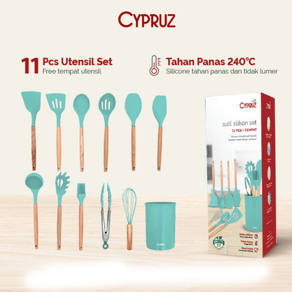 Jual Cypruz Premium Silicone Kitchen Utensil Set 12 Pcs AM0929HU ...